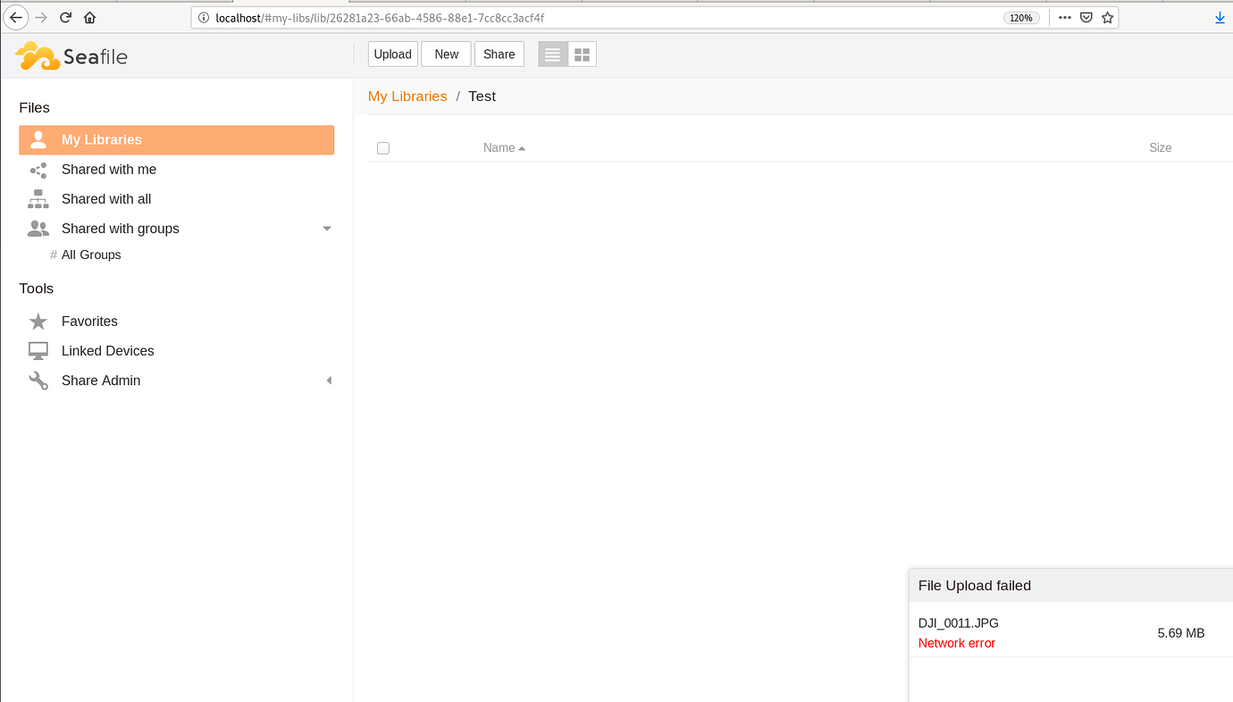 File Upload Failed - Network Error - Seafile Server - Seafile Community Forum
